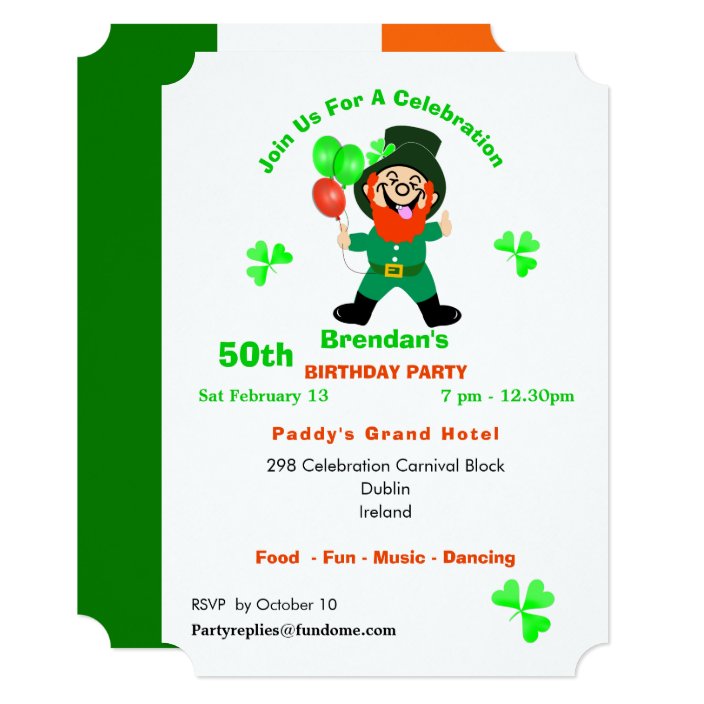 Fun Irish Leprechaun Birthday Party Invite | Zazzle.com