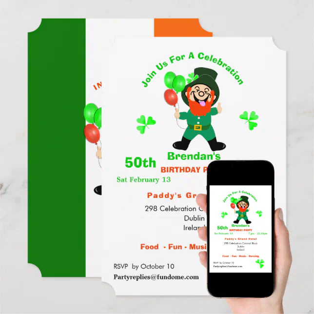 Fun Irish Leprechaun Birthday Party Invite | Zazzle