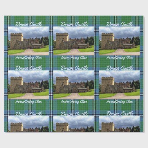 Fun Irvine/Irving Clan's Drum Castle & Tartan Wrapping Paper | Zazzle
