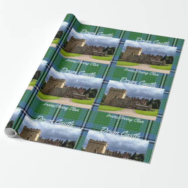 Fun Irvine/Irving Clan's Drum Castle & Tartan Wrapping Paper | Zazzle