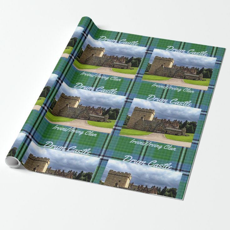 Fun Irvine/Irving Clan's Drum Castle & Tartan Wrapping Paper | Zazzle