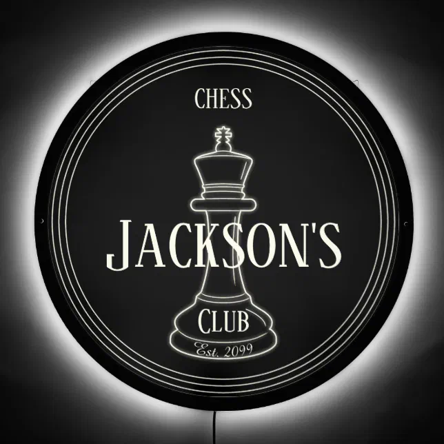 Fun Ivory Neon King Chess Piece with Name LED Sign | Zazzle