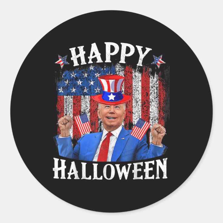 Fun Joe Biden Happy Halloween For Fourth Of July M Classic Round ...