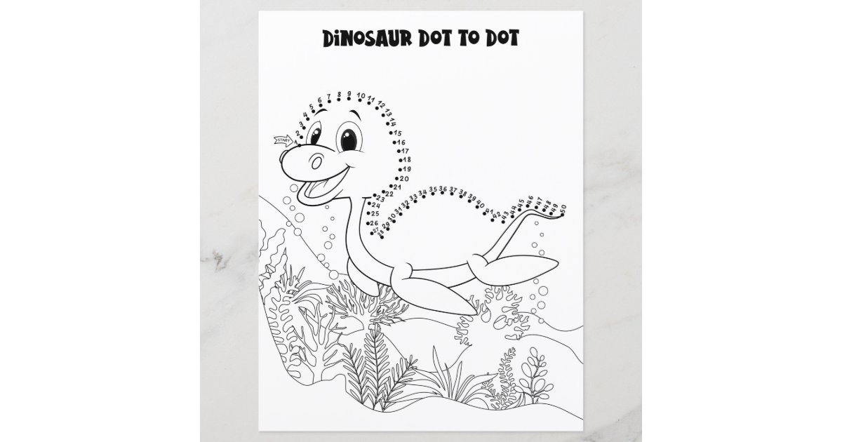 Fun Kids Activity Dinosaur Dot To Dot By Number | Zazzle