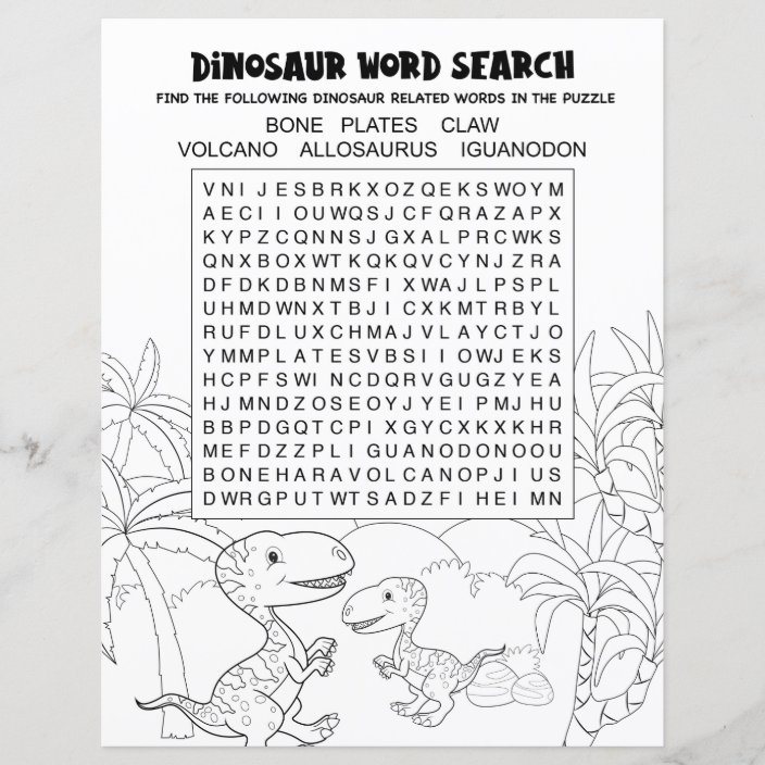 Fun Kids Activity Dinosaur Puzzle Word Search | Zazzle.com