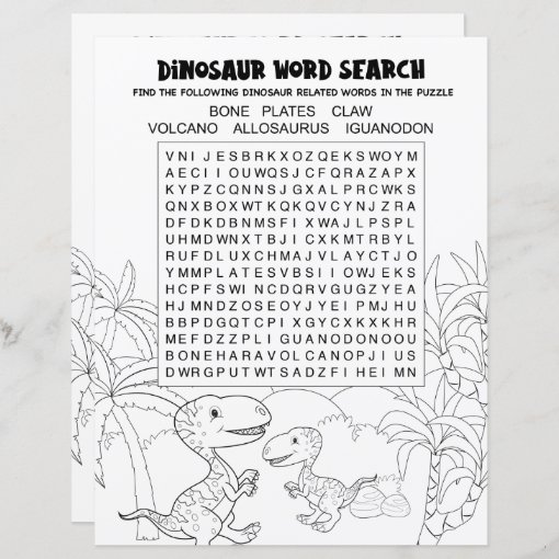 Fun Kids Activity Dinosaur Puzzle Word Search | Zazzle