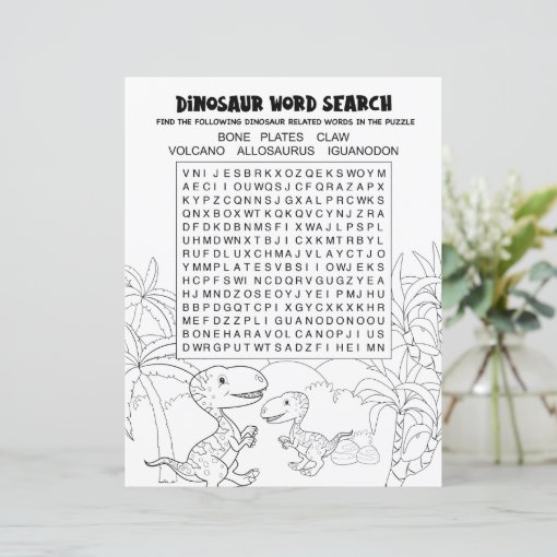Fun Kids Activity Dinosaur Puzzle Word Search | Zazzle