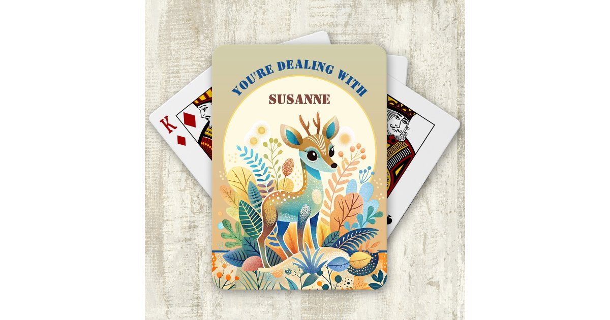 Fun Kids Cartoon Deer Playing Cards | Zazzle