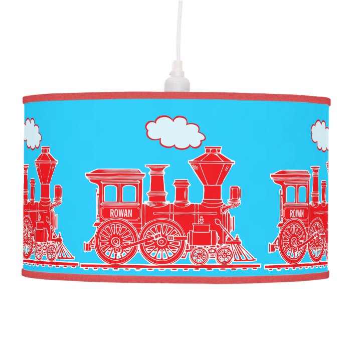 Fun kids name train red and blue lamp shade | Zazzle.com