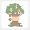 Fun Kids Playing in Apple Tree Square Sticker | Zazzle