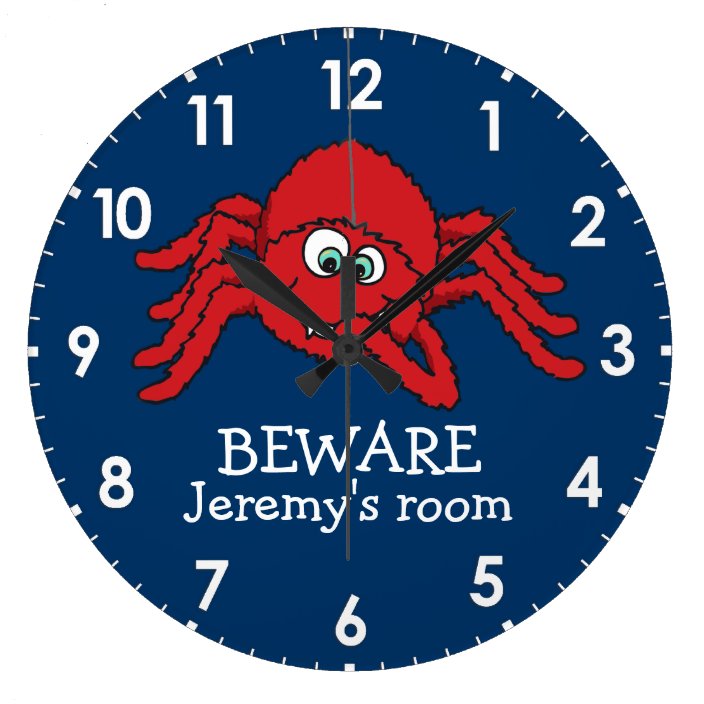 Fun kids spider beware named wall clock | Zazzle.com