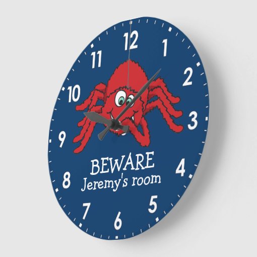 Fun kids spider beware named wall clock | Zazzle