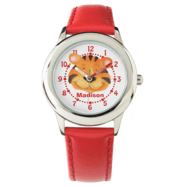 Fun kids tiger art wrist watch | Zazzle