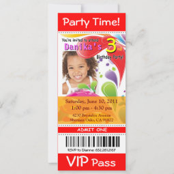 Fun Kids VIP Ticket Photo Party (red) Invitation | Zazzle