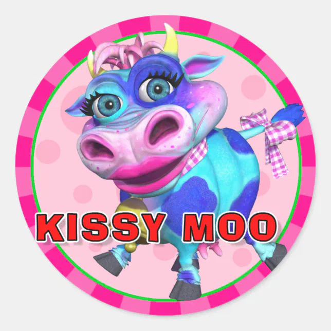 Fun Kissy Moo Stickers | Zazzle