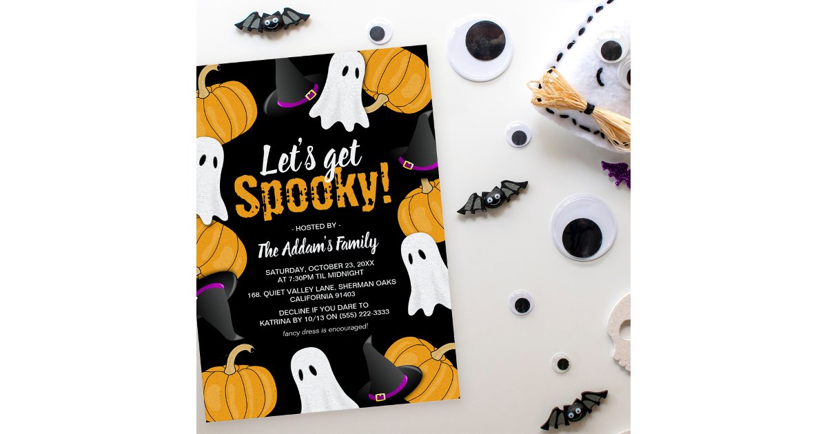 Fun 'Let's Get Spooky!' Halloween Party Invitation | Zazzle