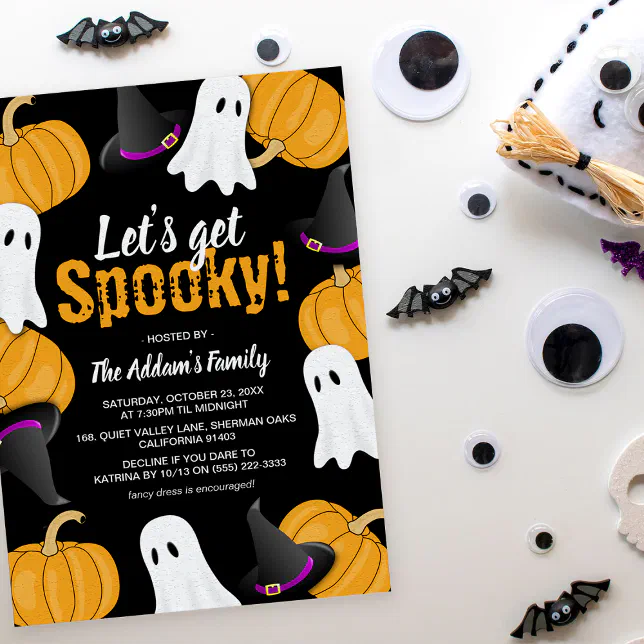 Fun 'Let's Get Spooky!' Halloween Party Invitation | Zazzle