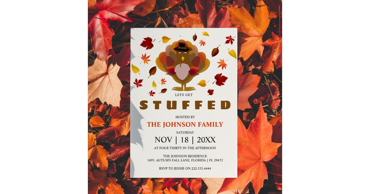 Fun | Lets Get Stuffed | Thanksgiving Invitation | Zazzle