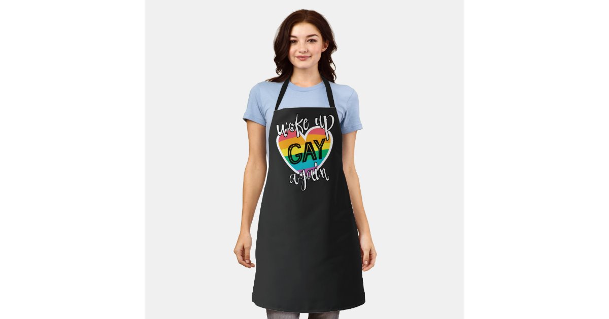Fun LGBTQ Pride self-ironic rainbow flag black Apron | Zazzle