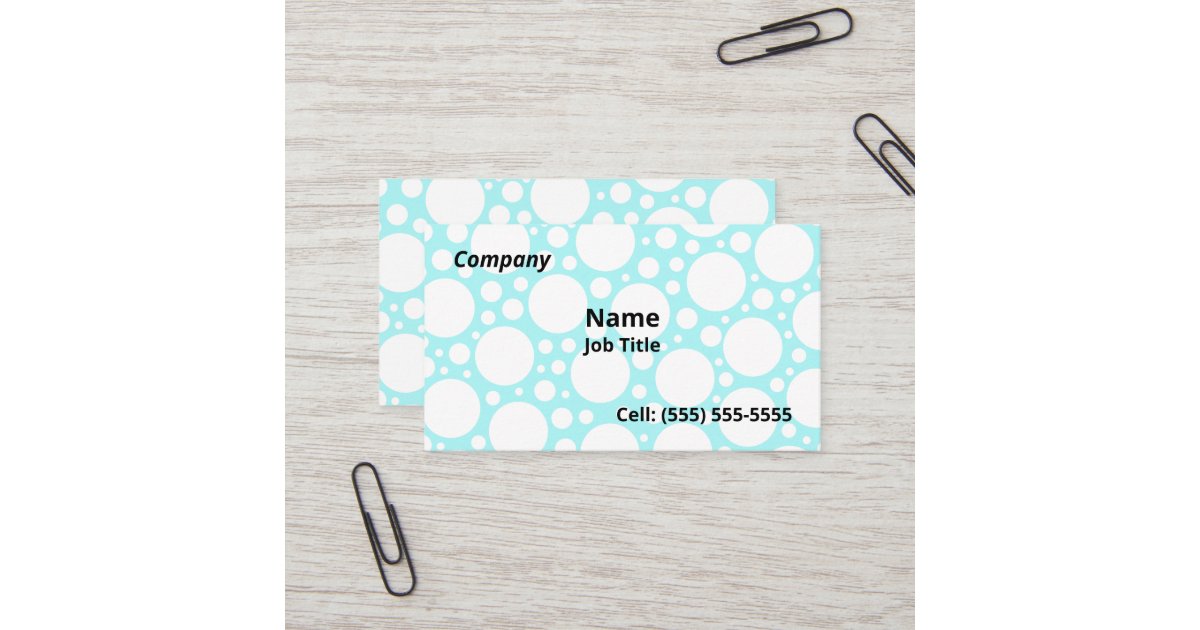 Fun Light Blue Polka Dot Business Cards | Zazzle