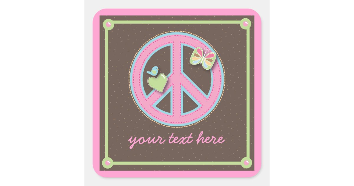 Fun Little Peace Sign Square Sticker | Zazzle