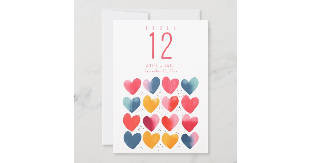 Fun love hearts Table Number Seating Chart | Zazzle