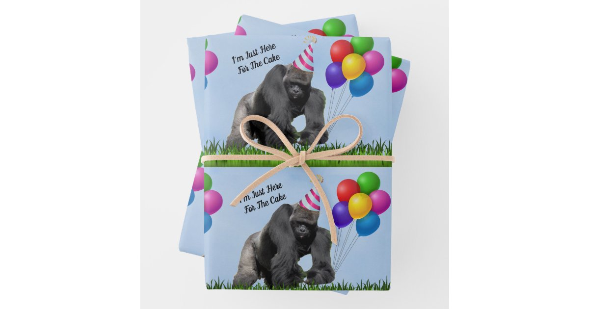 Fun Loving Birthday Gorilla -Wrapping Paper Sheets | Zazzle