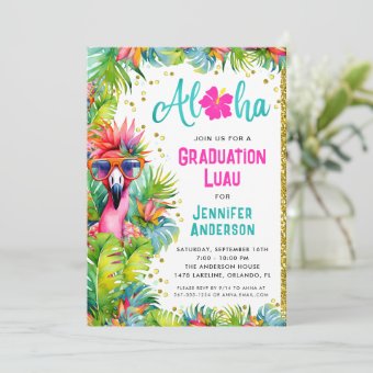 Fun Lush Tropical Graduation Luau Party Invitation | Zazzle