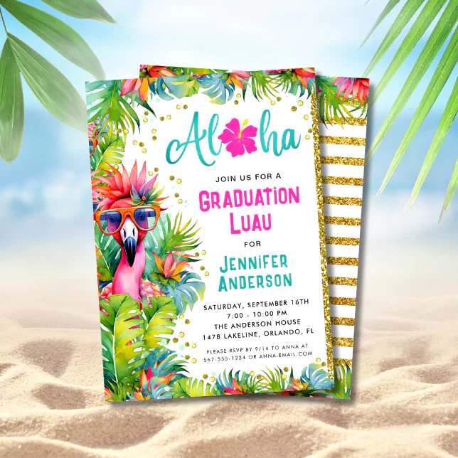 Fun Lush Tropical Graduation Luau Party Invitation | Zazzle
