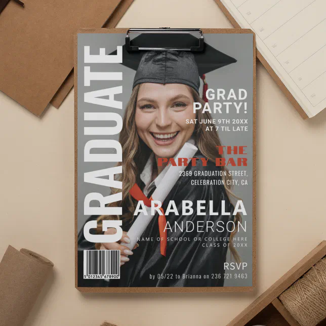 Fun Magazine Cover | Graduation Party Invitation | Zazzle