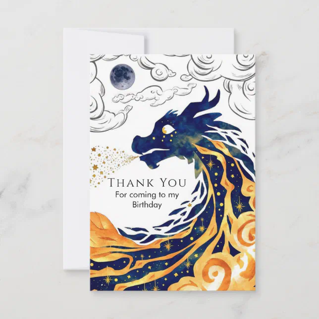Fun Majestic Dragon Birthday Thank You Card | Zazzle