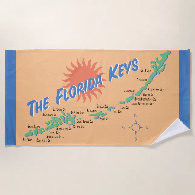 Fun map of the Florida Keys Beach Towel | Zazzle
