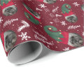 Fun merry Christmas elf illustration photo name Wrapping Paper | Zazzle