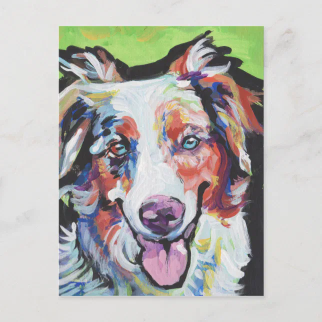 FUN miniature australian shepherd pop art painting Postcard | Zazzle