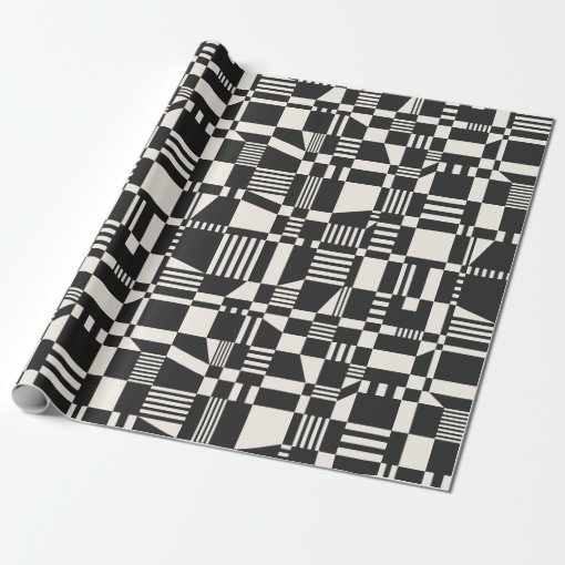 Fun Modern Checkered Black & Cream Wrapping Paper | Zazzle