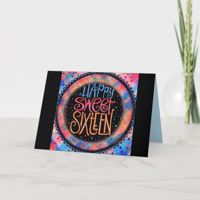 Fun Modern Cheerful Sweet Sixteen Birthday Card | Zazzle