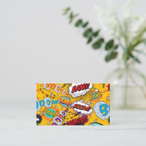 Fun Modern Comic Book Shout Outs Business Card | Zazzle