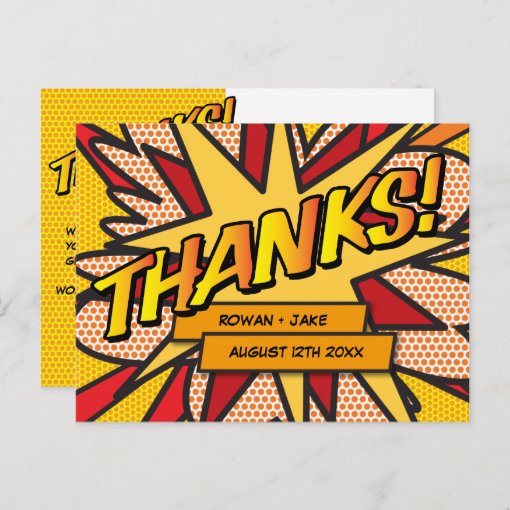 Fun Modern Comic Book Thank You Postcard | Zazzle