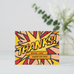 Fun Modern Comic Book Thank You Postcard | Zazzle