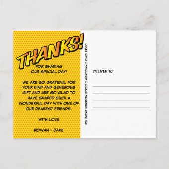Fun Modern Comic Book Thank You Postcard | Zazzle