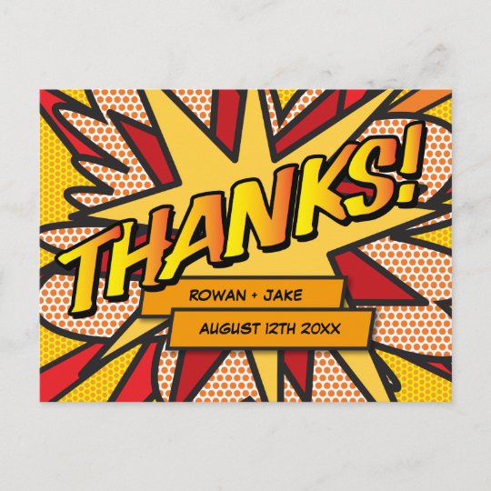 Fun Modern Comic Book Thank You Postcard | Zazzle.com