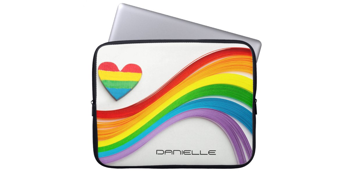 Fun Modern LGBT Pride Rainbow Personalized Name Laptop Sleeve | Zazzle