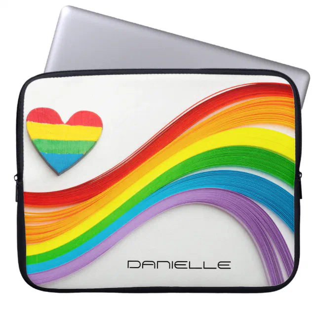 Fun Modern LGBT Pride Rainbow Personalized Name Laptop Sleeve | Zazzle