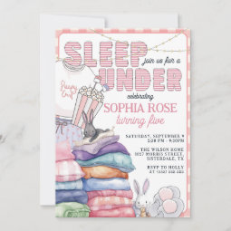 Fun Modern Pink Sleep Under Birthday Party Invitation | Zazzle