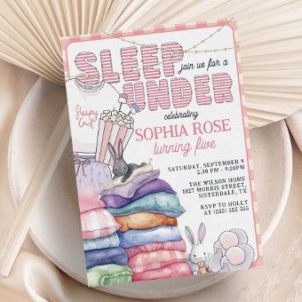 Fun Modern Pink Sleep Under Birthday Party Invitation | Zazzle