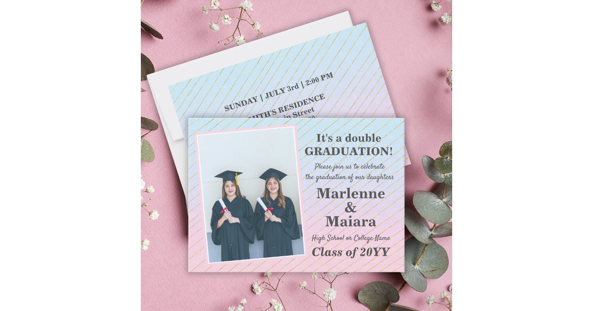 Fun Modern Twins Graduation Invitation | Zazzle