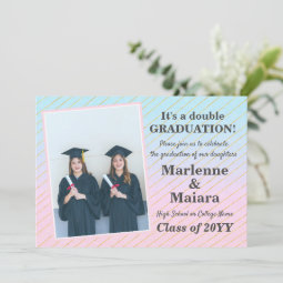 Fun Modern Twins Graduation Invitation | Zazzle