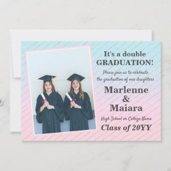 Fun Modern Twins Graduation Invitation | Zazzle