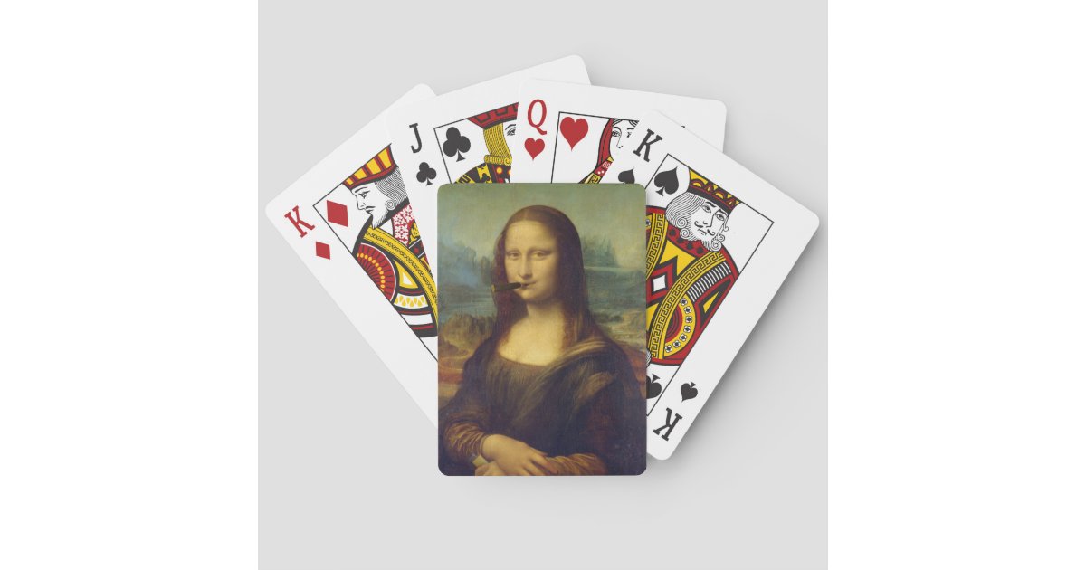 Fun Mona Lisa Art Smoking Cigar Smoker Poker Cards | Zazzle