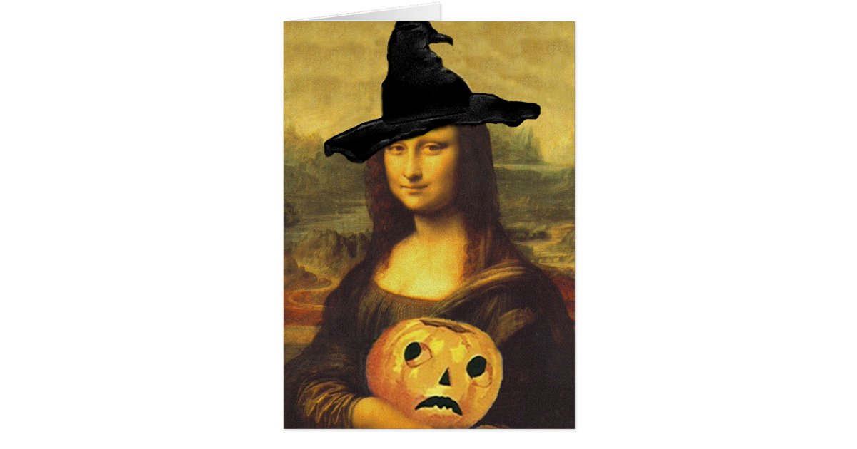 Fun Mona Lisa Witch JOL pumpkin Happy Halloween | Zazzle
